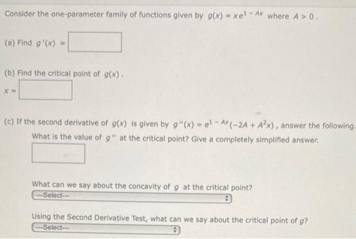 Solved Consider the one-parameter family of functions given | Chegg.com