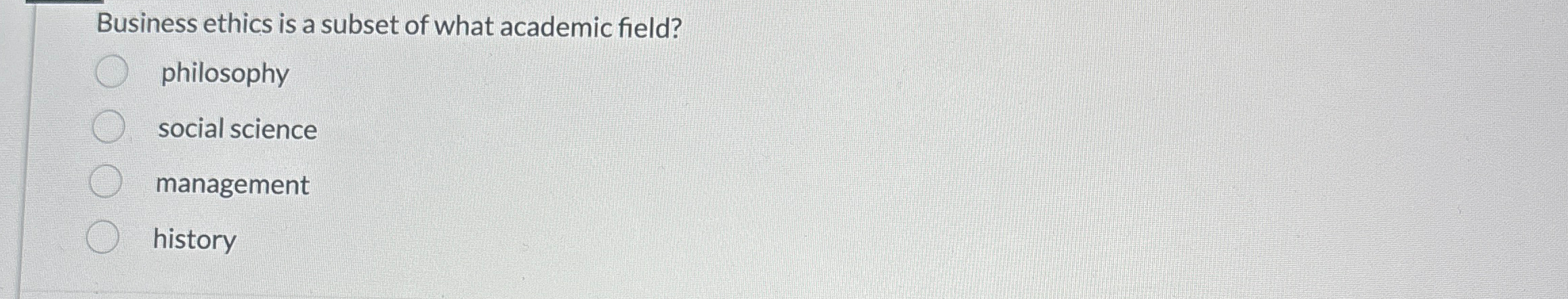 Solved Business ethics is a subset of what academic | Chegg.com