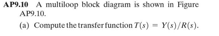 Solved Y(s) R(s) (s + 2) .09A 분 다중 루프 궤환제어시스템 그림 AP9.10 | Chegg.com
