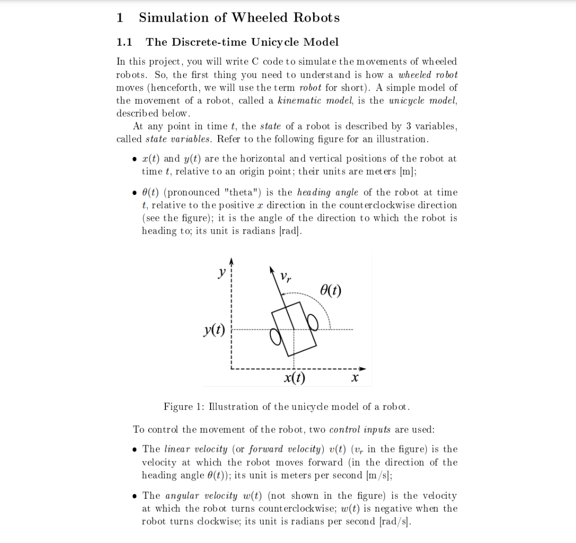 Solved 1 Simulation Of Wheeled Robots 1 1 The Discrete Time