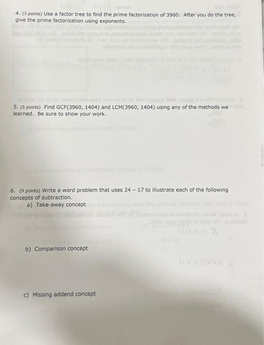 Solved 4. (3 points) Use a factor tree to find the prime | Chegg.com