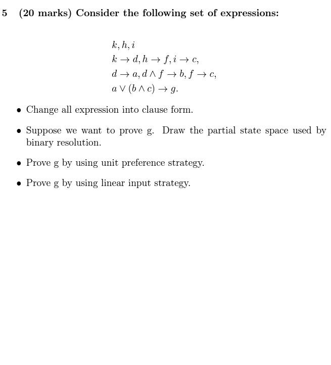 Solved (20 marks) Consider the following set of expressions: | Chegg.com