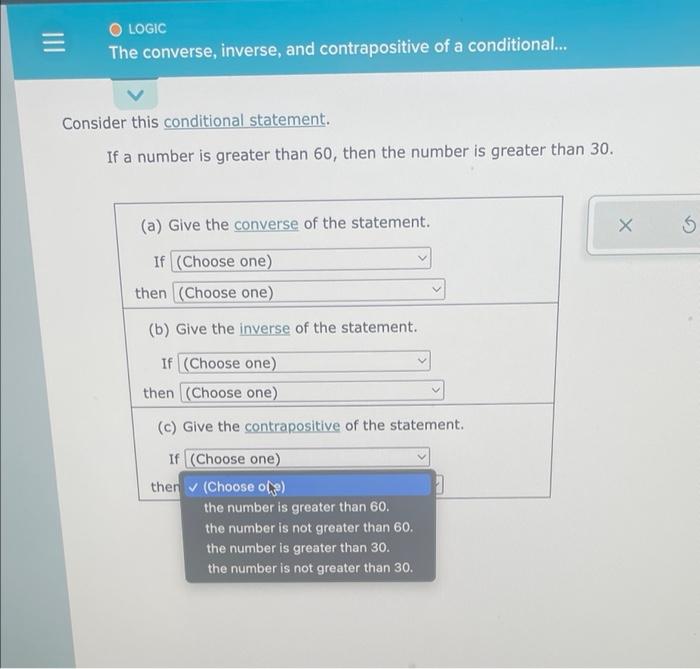 Solved = O LOGIC The converse, inverse, and contrapositive | Chegg.com