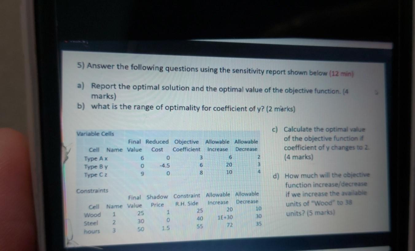 Solved 5) Answer the following questions using the | Chegg.com