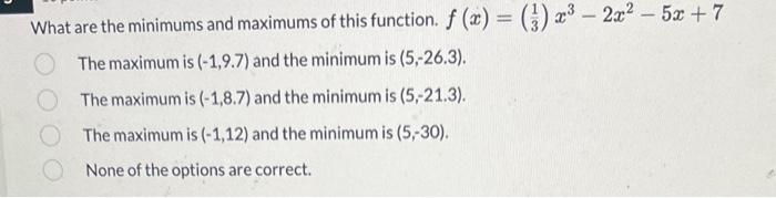 Solved What are the minimums and maximums of this function. | Chegg.com