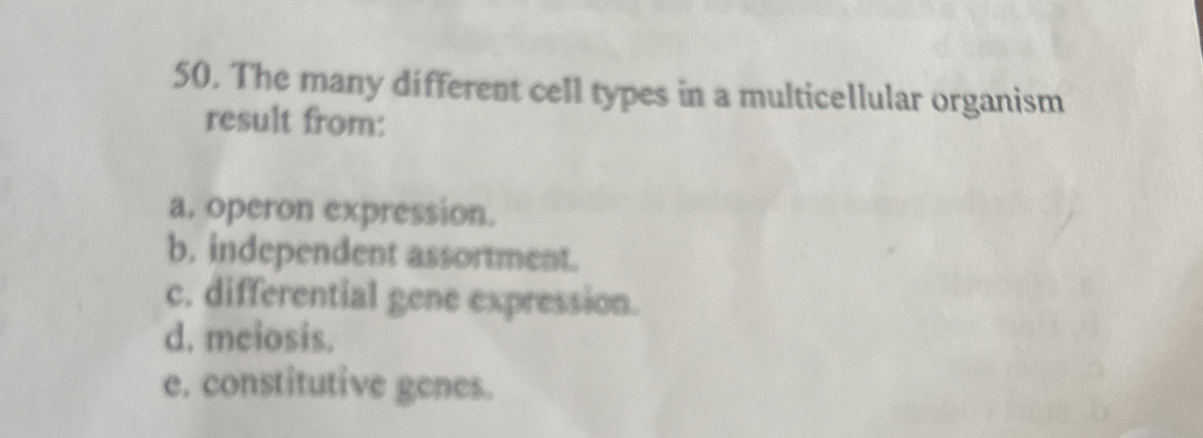 Solved The many different cell types in a multicellular | Chegg.com