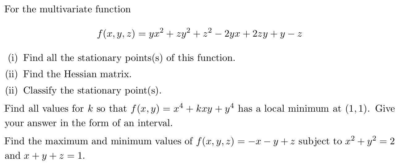 Solved c) ﻿For the multivariate | Chegg.com