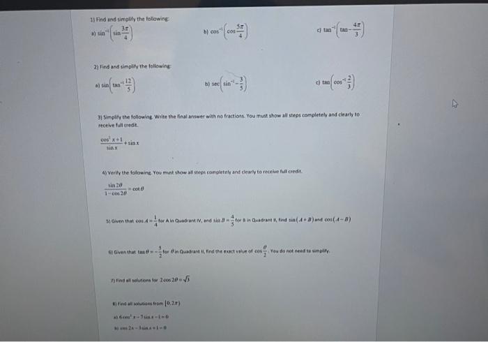Solved I need help with 1-8 whole page. I need help so i can | Chegg.com