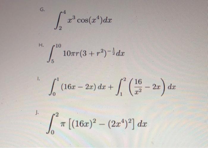 Solved find the integrals of the following 4 questions from | Chegg.com