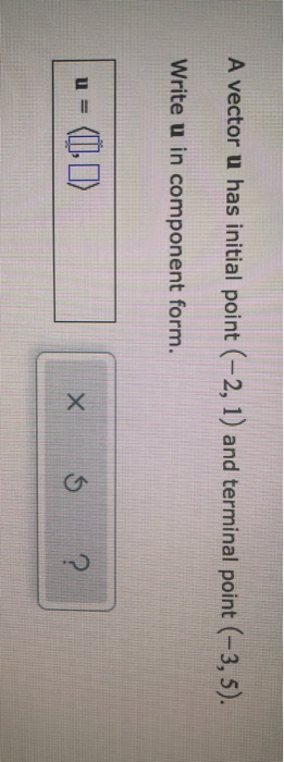 Solved A vector u has initial point (-2, 1) and terminal | Chegg.com