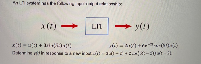 Solved An LTI system has the following input-output | Chegg.com
