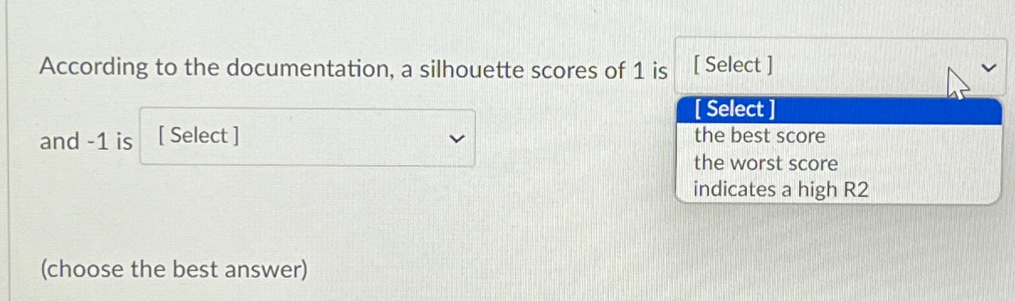 Solved According to the documentation, a silhouette scores | Chegg.com