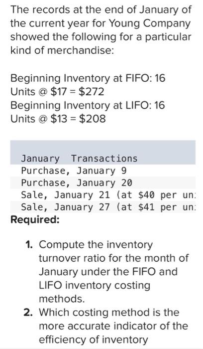 Solved 1. Compute the inventory turnover ratio for the month | Chegg.com