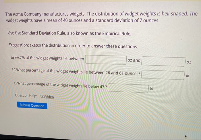 Solved The Acme Company manufactures widgets. The | Chegg.com