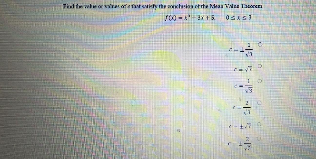 Solved Find the value or values of c ﻿that satisfy the | Chegg.com