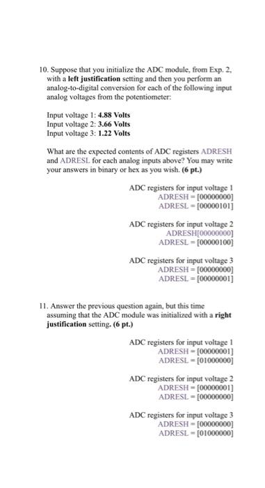 Solved 10. Suppose that you initialize the ADC module, from | Chegg.com
