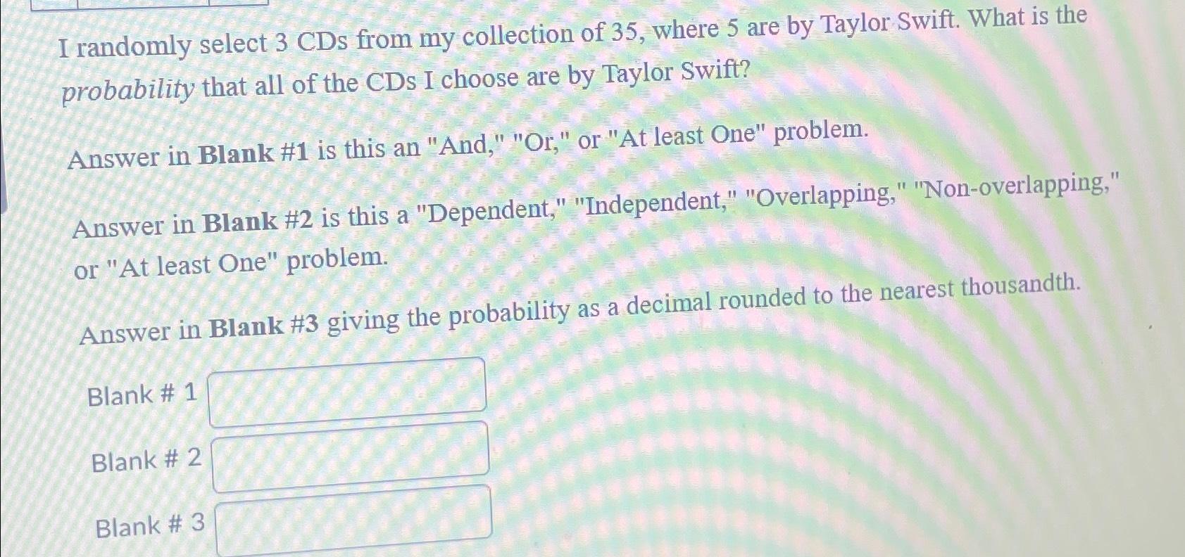 Solved I randomly select 3CDs ﻿from my collection of 35 , | Chegg.com