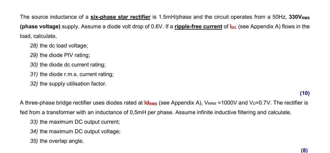 Solved The source inductance of a six-phase star rectifier | Chegg.com