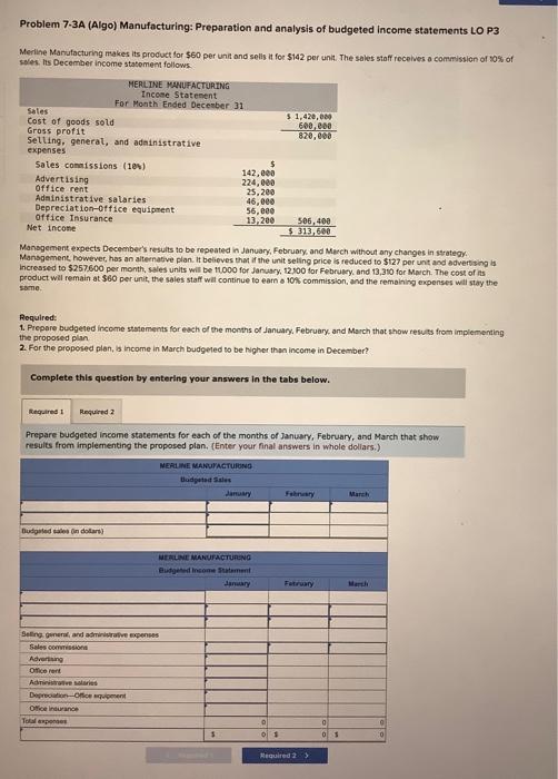 Solved Problem 7.3A (Algo) Manufacturing: Preparation and | Chegg.com