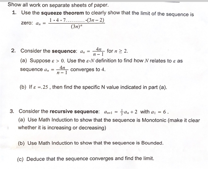 Solved Show all work on separate sheets of paper 1. Use the | Chegg.com