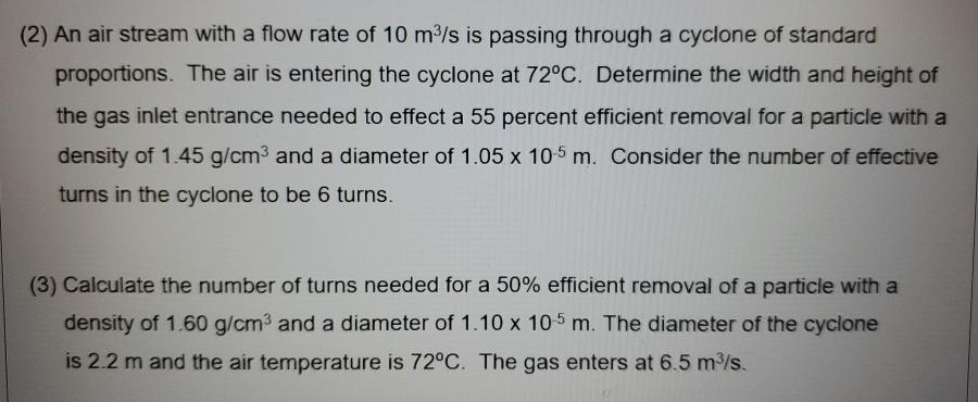Solved (2) An air stream with a flow rate of 10 m3/s is | Chegg.com