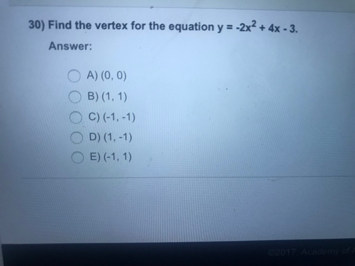 Solved 30 Find The Vertex For The Equation Y 2x2 4x Chegg solved-30-find-the-vertex-for-the-equation-y-2x2-4x-chegg
