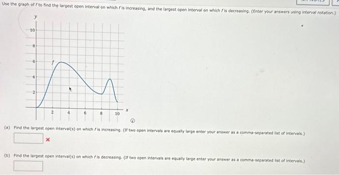 Solved Use the graph of f to find the largest open interval | Chegg.com