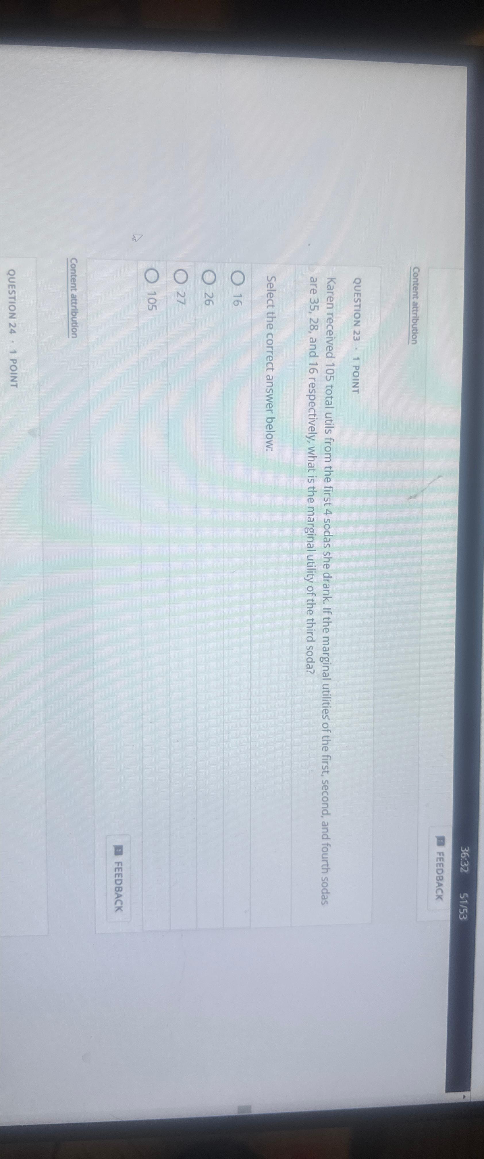 Solved Content attributionQUESTION 23 - 1 ﻿POINTKaren | Chegg.com