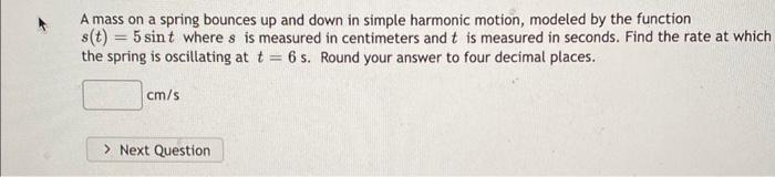 Solved A mass on a spring bounces up and down in simple | Chegg.com