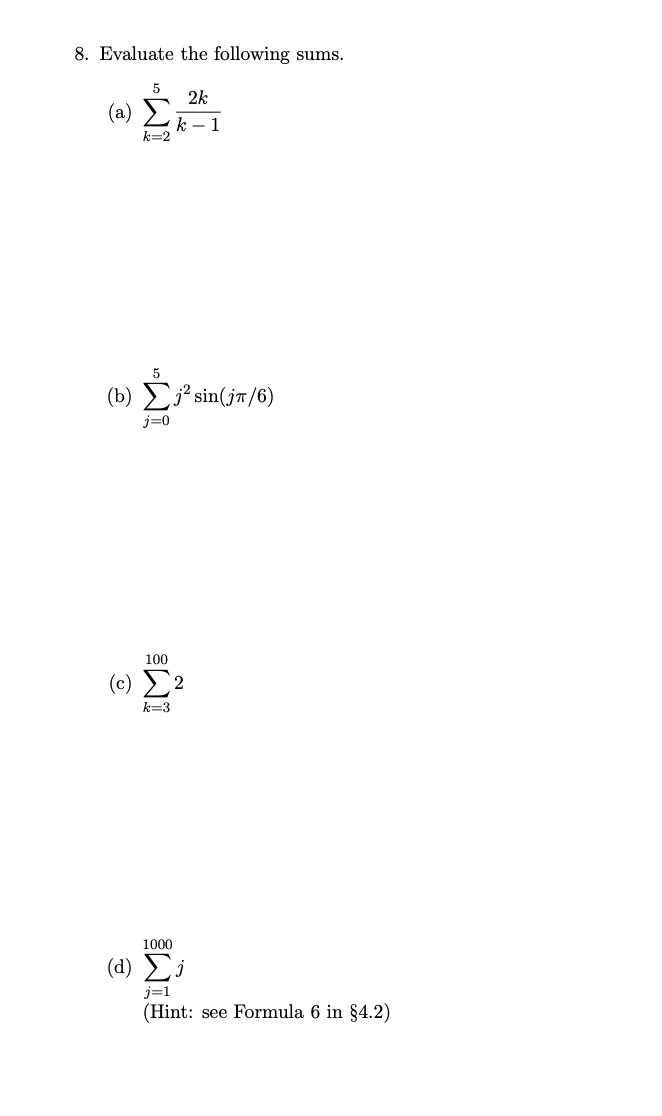 Solved Evaluate the following | Chegg.com
