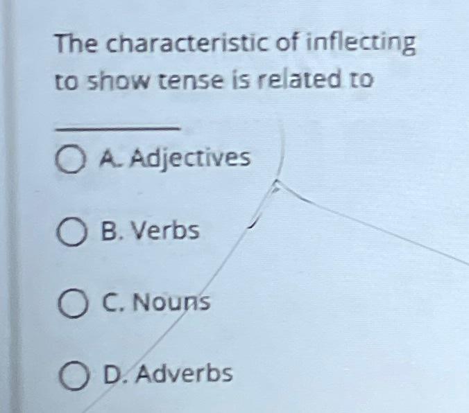 Solved The characteristic of inflecting to show tense is | Chegg.com