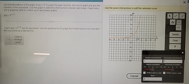Solved Use translormatons of the graph of (1x)=2x ﻿to graph | Chegg.com