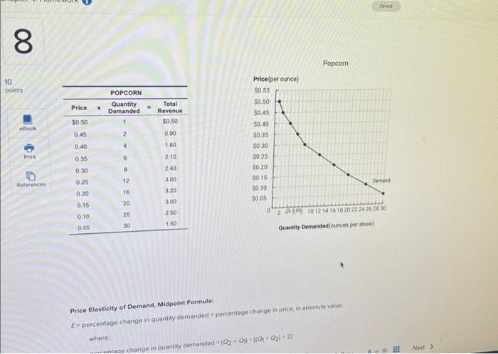 Solved Price Elasticity of Demand, Midpoint Formula: E= | Chegg.com