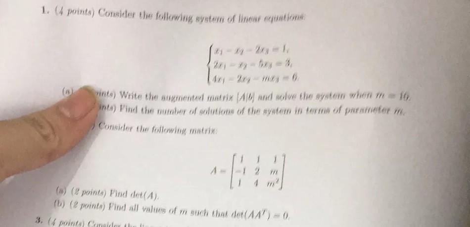 Solved 1. (4 points) Consider the following system of Uncur | Chegg.com