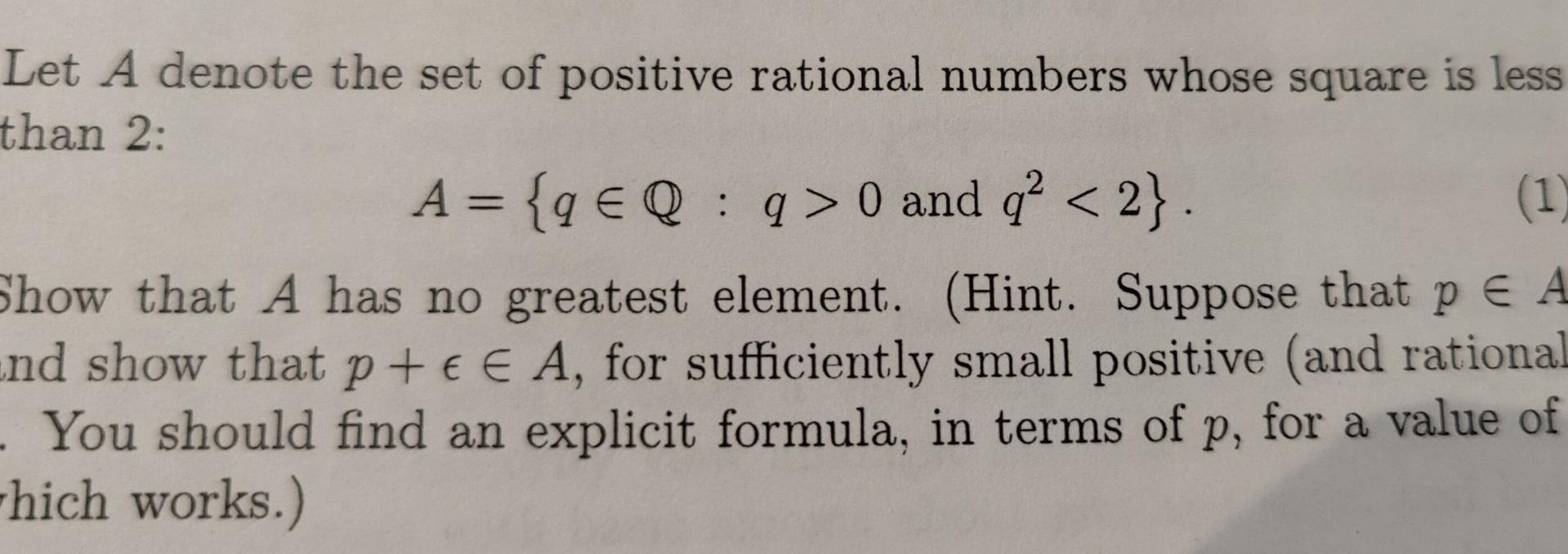 Solved Let A Denote The Set Of Positive Rational Numbers