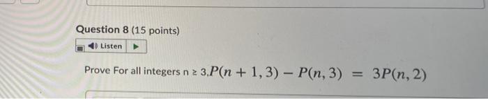 Solved Question 8 (15 points) Listen Prove For all integers | Chegg.com