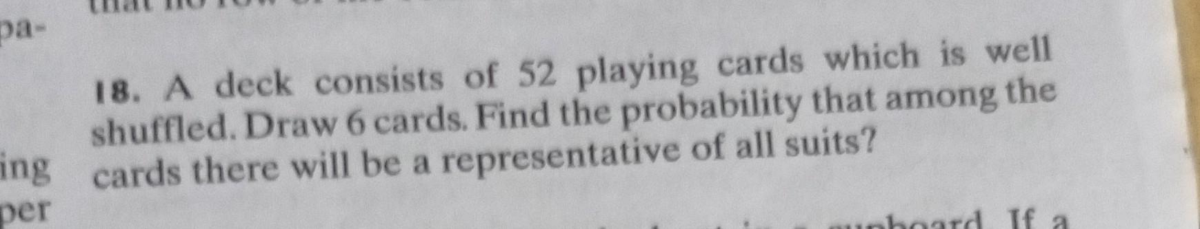 Solved 18. A deck consists of 52 playing cards which is well | Chegg.com