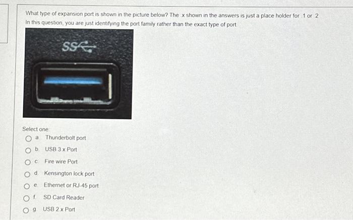 What type of expansion port is shown in the picture | Chegg.com