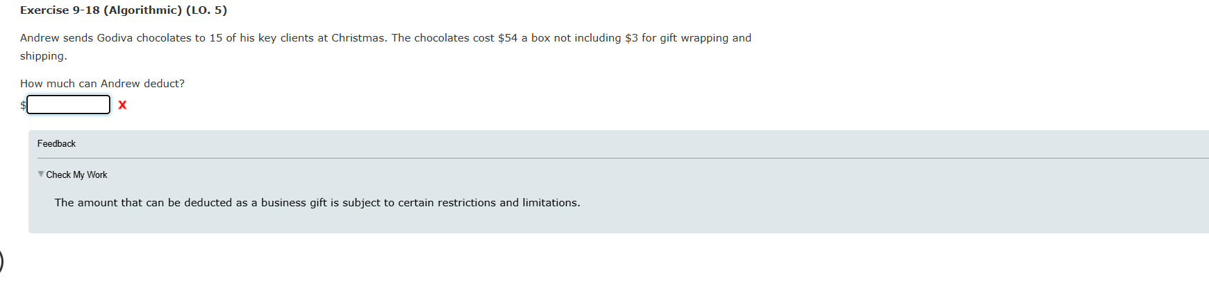 Solved Exercise 9-18 (Algorithmic) (LO. 5) ﻿Andrew sends | Chegg.com