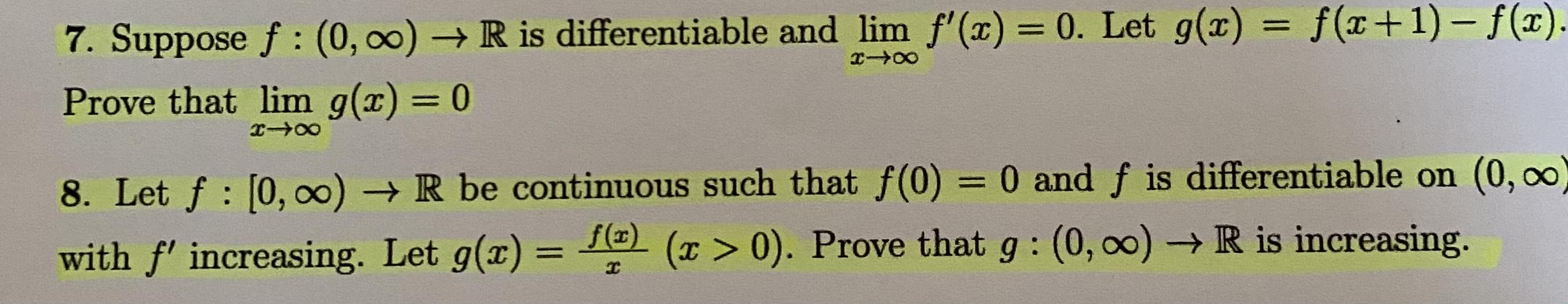 Solved 7 suppose F 0 ∞ →r is Differentiable And