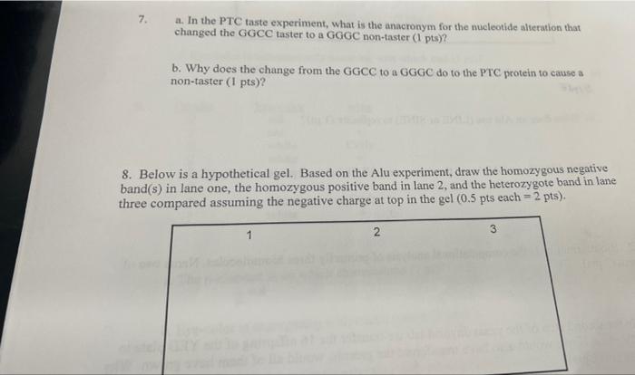 7. a. In the PTC taste experiment, what is the | Chegg.com