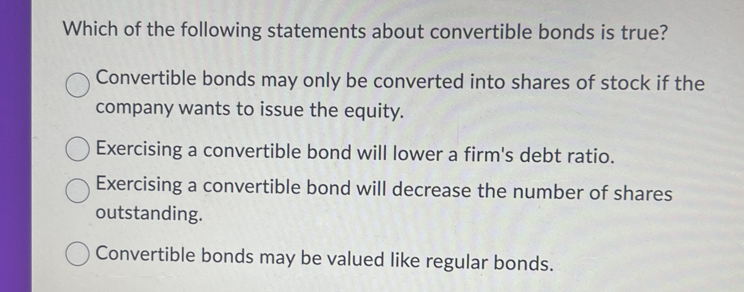 Solved Which of the following statements about convertible | Chegg.com