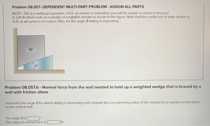 Solved Problem 08.057- DEPENDENT MULTI-PART PROBLEM - ASSIGN | Chegg.com