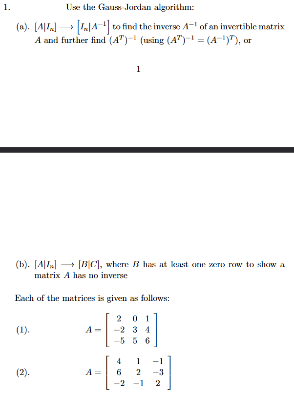 Solved Use the Gauss-Jordan | Chegg.com