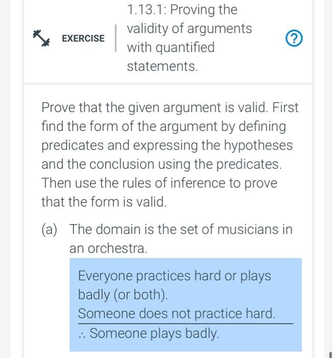 Solved 1.13.1: Proving the validity of arguments with | Chegg.com