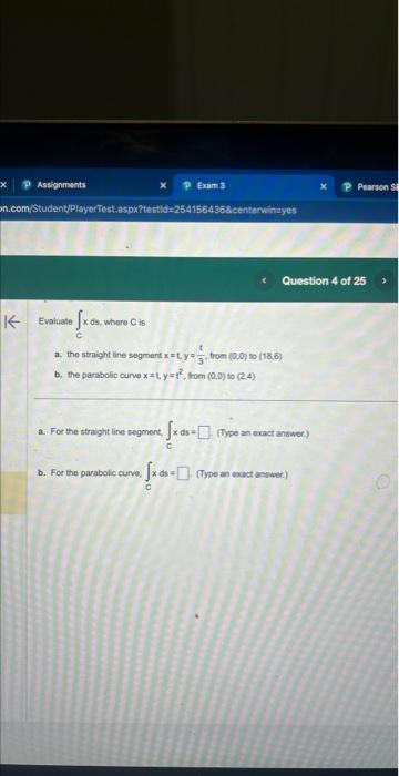 Solved Evaluate ∫Cxds, where C is a. the stright line | Chegg.com