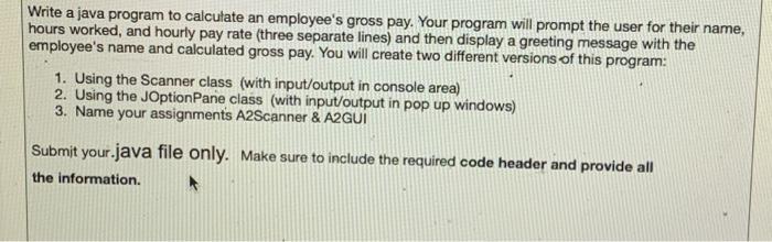 Solved Write a java program to calculate an employee's gross | Chegg.com