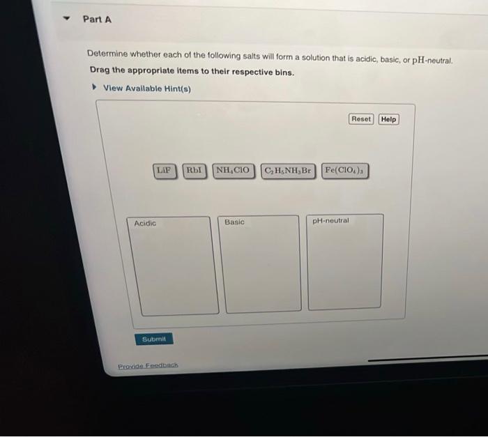 Solved Determine whether each of the following salts will | Chegg.com