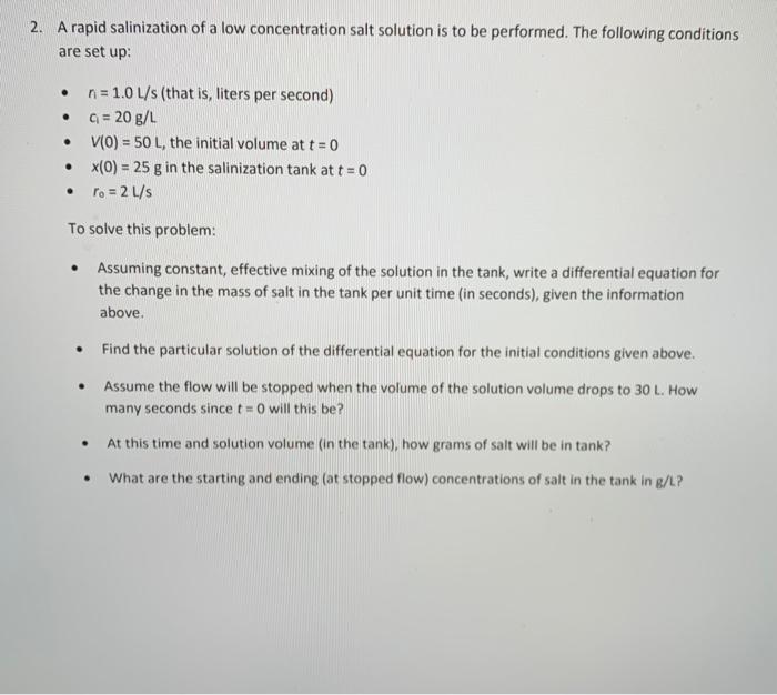Solved A rapid salinization of a low concentration salt | Chegg.com