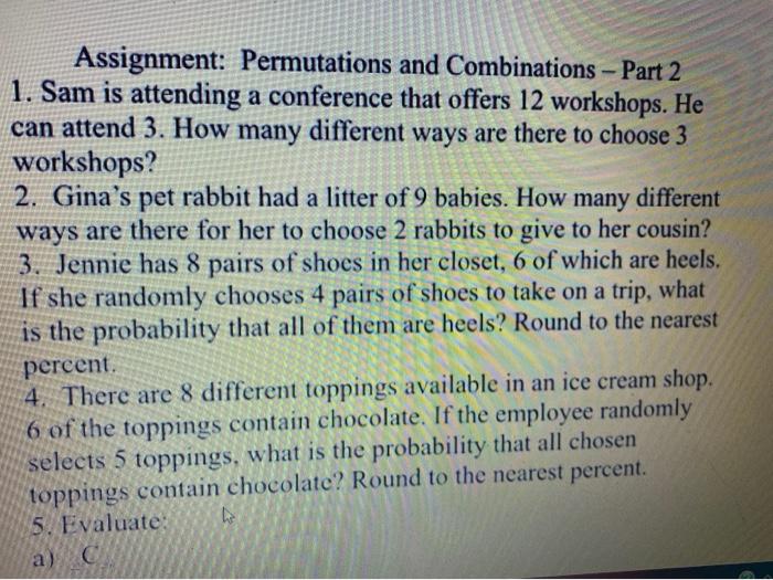 Solved Assignment Permutations And Combinations Part 2 1 